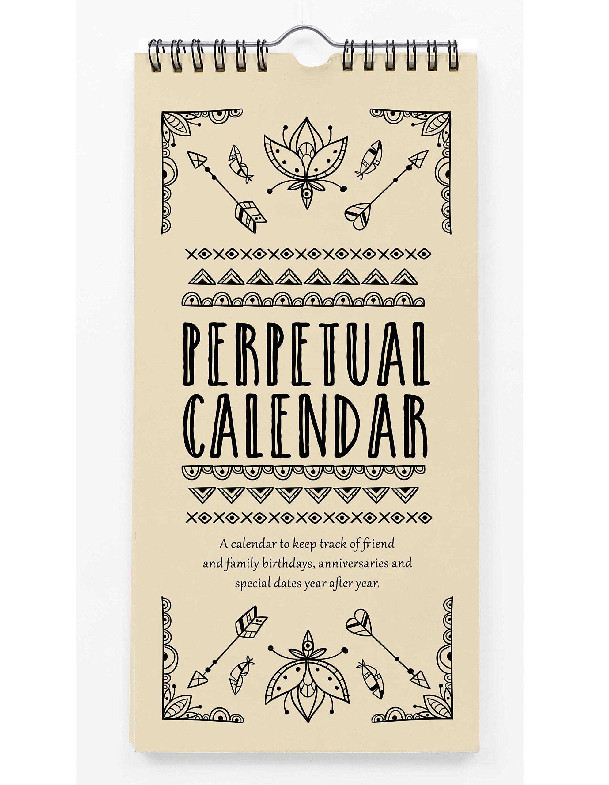 Inkdotpot Tribal Arrow Rustic Perpetual Calendar Birthday Wall Hanging Anniversary Special Event Reminder Calendar Book Journal Stationary Wall Hanging Birthday Gift Card Planner Organizer