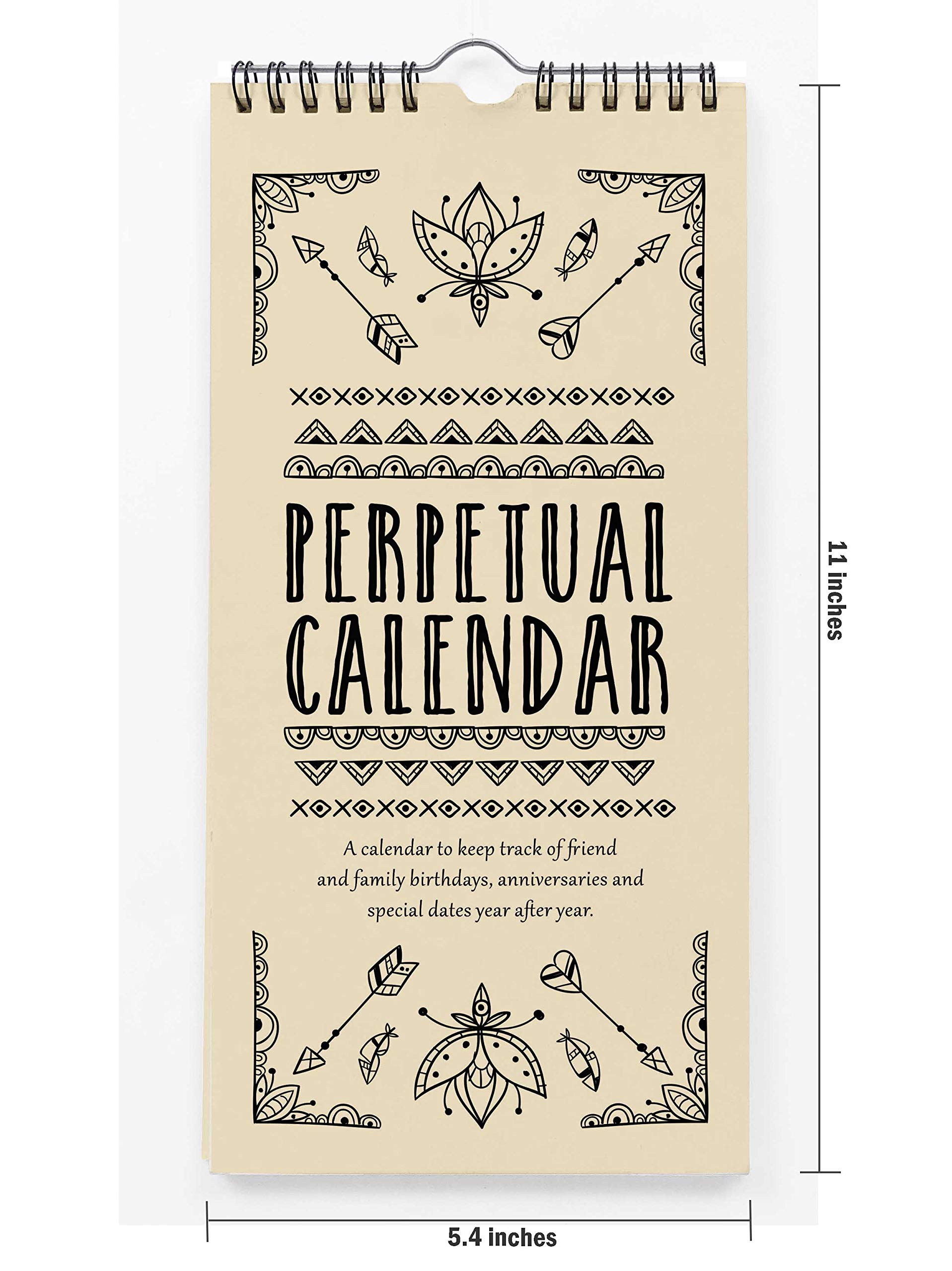 Inkdotpot Tribal Arrow Rustic Perpetual Calendar Birthday Wall Hanging Anniversary Special Event Reminder Calendar Book Journal Stationary Wall Hanging Birthday Gift Card Planner Organizer