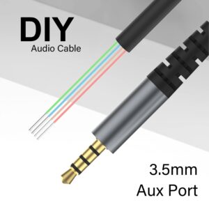 HIEbee Replacement 3.5mm 1/8" TRRS Stereo Male Plug to Bare Wire Open End Audio Cable for Headphone Headset Earphone Microphone Cable Repair(2 Pack1ft)