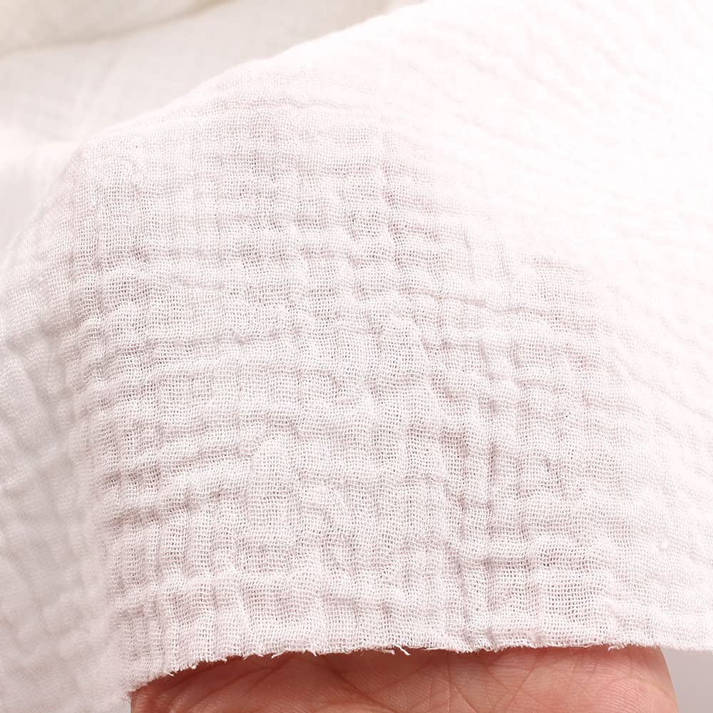 Wrinkle Gauze Cotton Material Quilting Sewing Craft Fabric Table Runners Decor Cloth for Party, Wedding Cheesecloth Kitchen Cooking (1 Yard, White)