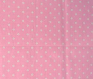 small polka dot poly cotton white dots on pink 58 inch fabric by the yard (f.e.