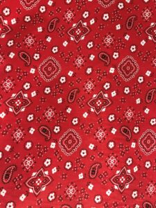 sal tex fabrics, paisley bandanna polyester cotton print fabric, sells by the yard, black, royal, red, navy, pink, turquoise, white, baby blue. (red)