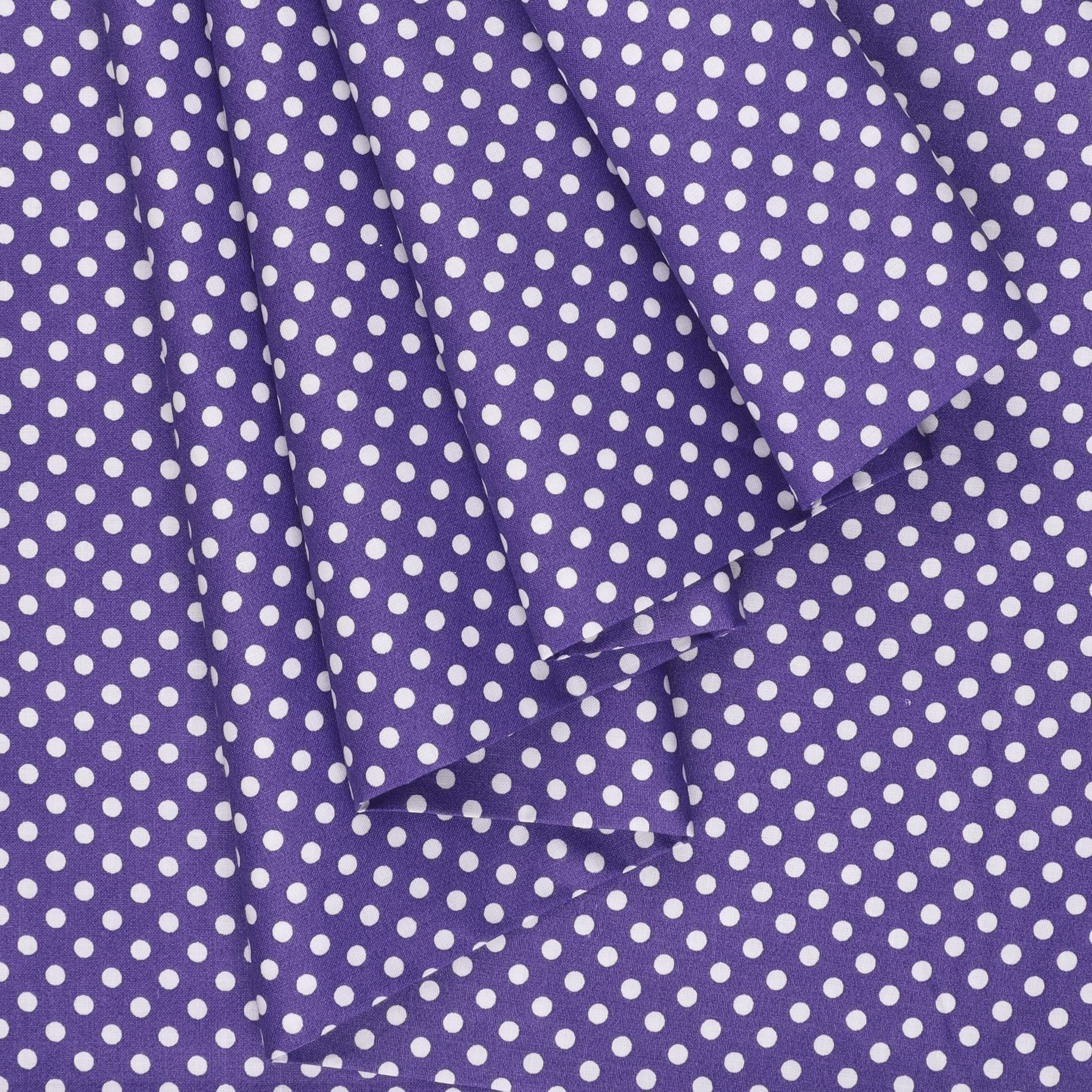 Mook Fabrics Cotton Polka Dot, Purple Cut by The yard