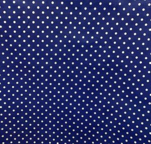 small polka dot poly cotton white dots on navy 58 inch fabric by the yard