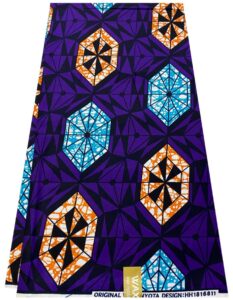 -african ankara veritable wax print fabrics -purple, turquoise, orange, white, black- sell by 6 yards-100% cotton- for dresses