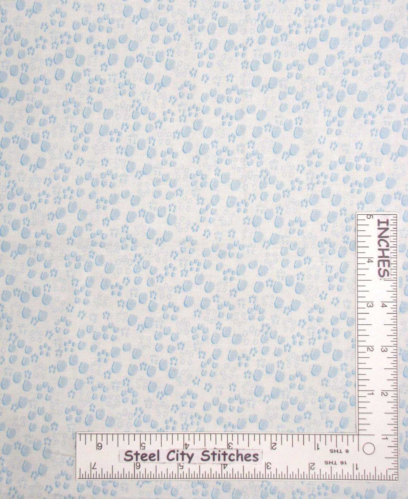 FlashPhoenix Quality Sewing Fabric –Paddington Bear Blue White Paw Print 100% Cotton Fabric Quilting 1.1 36x44 Inch by The Yards