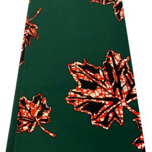 Leaves Design -African Ankara Wax Print Fabrics -Army-Green, Red-Orange, Black, White- Sell by 6 Yards-100% Cotton- for Dresses