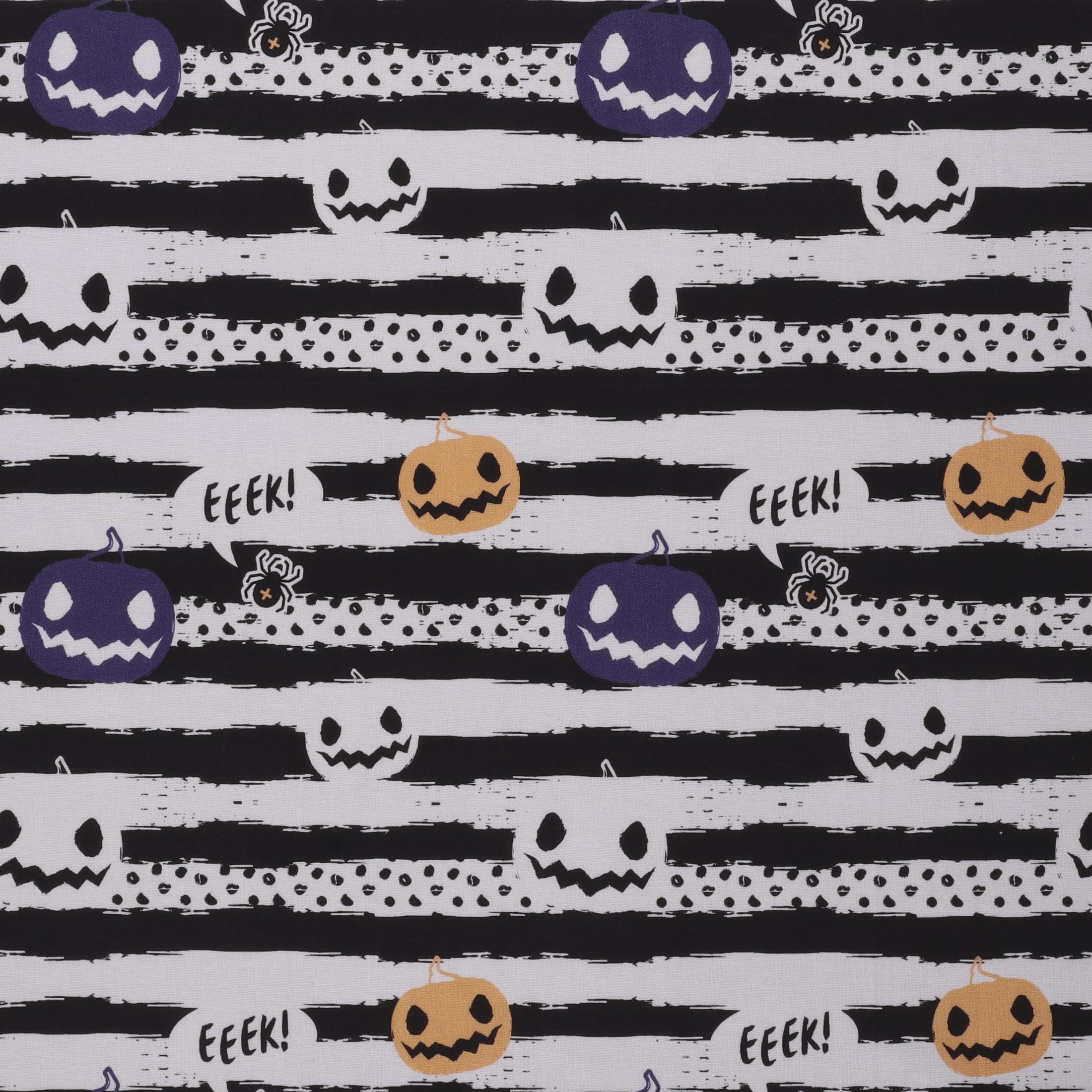 Mook Fabrics Cotton Vintage Pumpkin Stripe, Black Cut by The yard