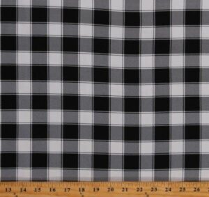 flashphoenix quality sewing fabric – 100% cotton buffalo check black, white squares fabric print size; 36" x 44" inch (by the yard)