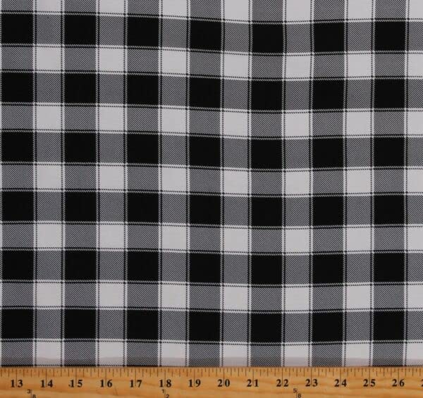 FlashPhoenix Quality Sewing Fabric – 100% Cotton Buffalo Check Black, White Squares Fabric Print Size; 36" x 44" Inch (by The Yard)