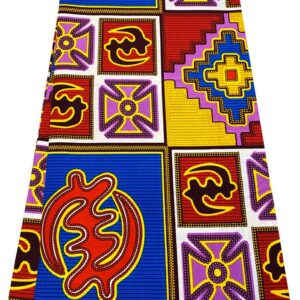 African Wax Print in Meba Wo Abrokyere Design - Gye Nyame- Red, Blue, Yellow, Lilac, Brown, White-Sell by 6 Yards- 100% Cotton