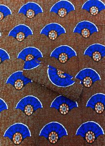 -african ankara veritable wax print fabrics -blue, dark-blue, white, orange, black- sell by 6 yards-100% cotton- for dresses