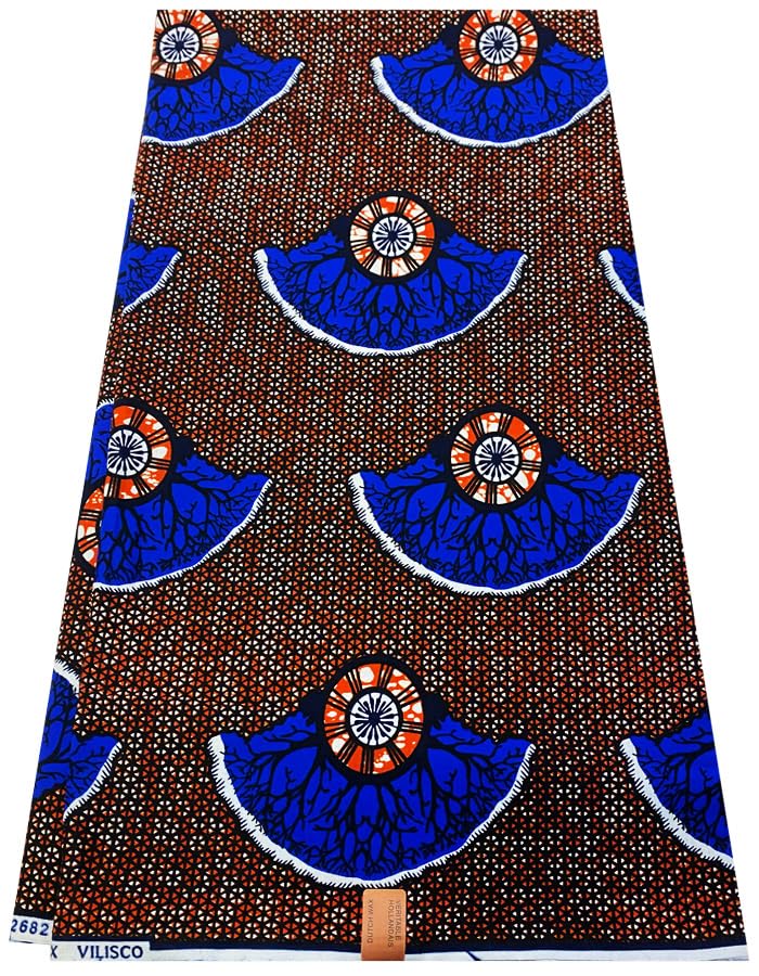 -African Ankara Veritable Wax Print Fabrics -Blue, Dark-Blue, White, Orange, Black- Sell by 6 Yards-100% Cotton- for Dresses