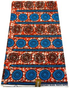 circle/disc african wrapper wax print fabrics-red-orange, light-blue, white, black - sell by 6 yards-100% cotton- for dresses