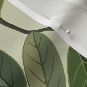 Spoonflower Fabric - Magnolia Blooms Green White Flowers Botanical Floral Printed on Petal Signature Cotton Fabric by The Yard - Sewing Quilting Apparel Crafts Decor