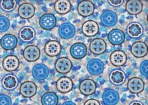 flashphoenix quality sewing fabric – flower geo blue gray white print 100% cotton quilt crafting fabric by size; 36 x 44 by the yard