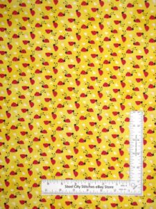 flashphoenix quality sewing fabric – ladybug fabric red lady bugs white hearts yellow 100% cotton size; 36" x 44" by the yard