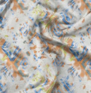 soimoi floral print, cotton cambric, quilting fabric sold by the yard 42 inch wide, medium weight cotton fabric, sewing supplies,white & orange