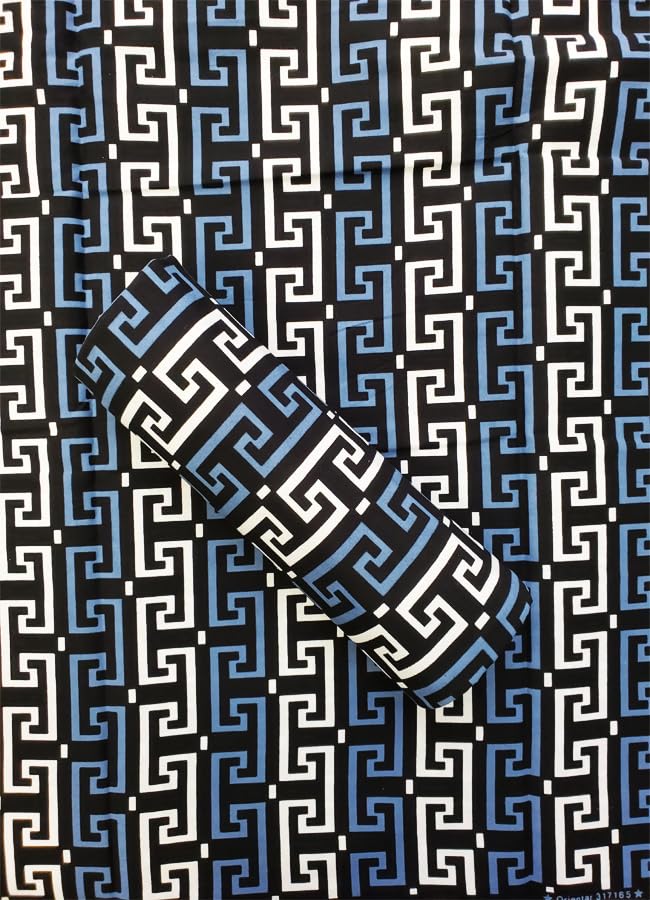 African Wax Print- Dark-Blue, Gray, Black, White -Sell by 6 Yards-100% Cotton - for Men and Women