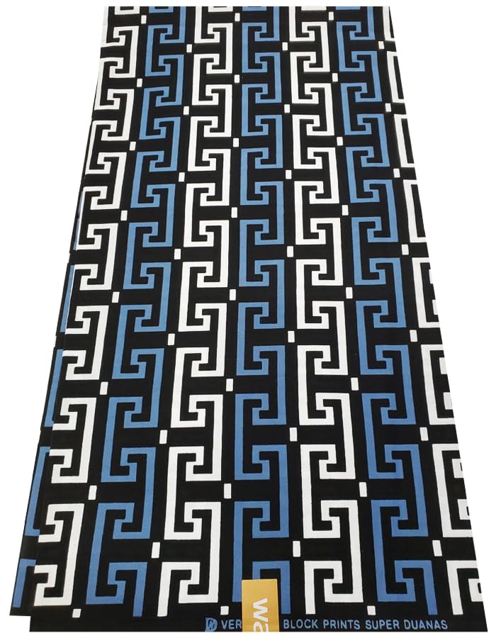 African Wax Print- Dark-Blue, Gray, Black, White -Sell by 6 Yards-100% Cotton - for Men and Women