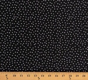 flashphoenix quality sewing fabric – 100% cotton dinky small white on black fabric print size; 36" x 44" inch (by the yard)