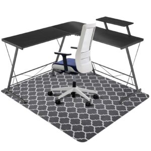 qqpony chair mat for hard floor, 63"x51" office chair mat for hardwood floor, premium floor protector desk rug for home office (grey)