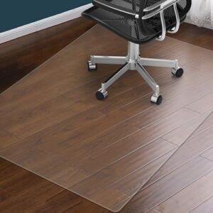 clear chair mat for hardwood floor: 48" x 36" plastic office chair mats for hard wood and tile floor, easy glide no-slip floor mat for rolling chair, heavy duty pvc floor protector under computer desk