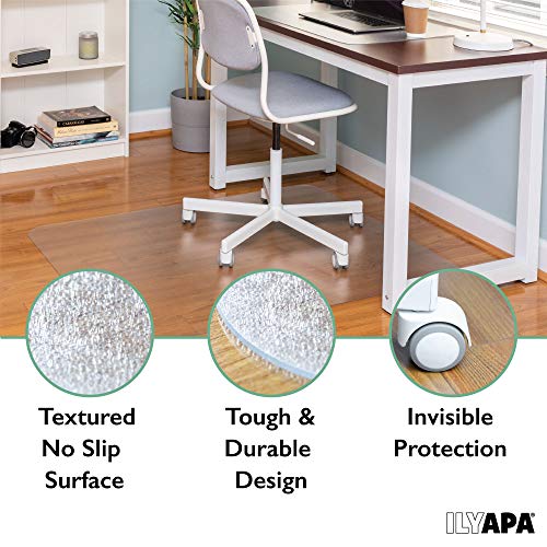 Ilyapa Office Chair Mat for Hard Floors 47" x 59" Heavy Duty Clear, PVC Chair Mat for Hardwood and Tile Floors, Protective Floor Mat for Home or Office