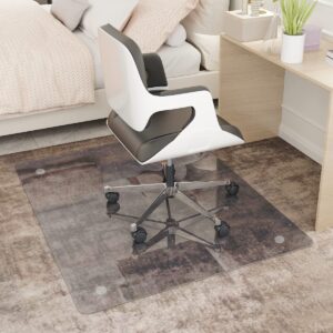 Easly 36" x 46" Chair Mat for Carpet - Office Chair Mat - Tempered Glass Floor Mat for Home/Office/Carpet Clear Computer Floor Mat - with 4 Anti-Slip Pads