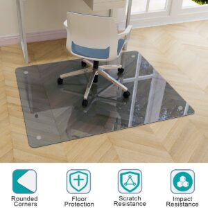 Easly 36" x 46" Chair Mat for Carpet - Office Chair Mat - Tempered Glass Floor Mat for Home/Office/Carpet Clear Computer Floor Mat - with 4 Anti-Slip Pads