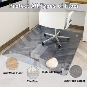 Easly 36" x 46" Chair Mat for Carpet - Office Chair Mat - Tempered Glass Floor Mat for Home/Office/Carpet Clear Computer Floor Mat - with 4 Anti-Slip Pads