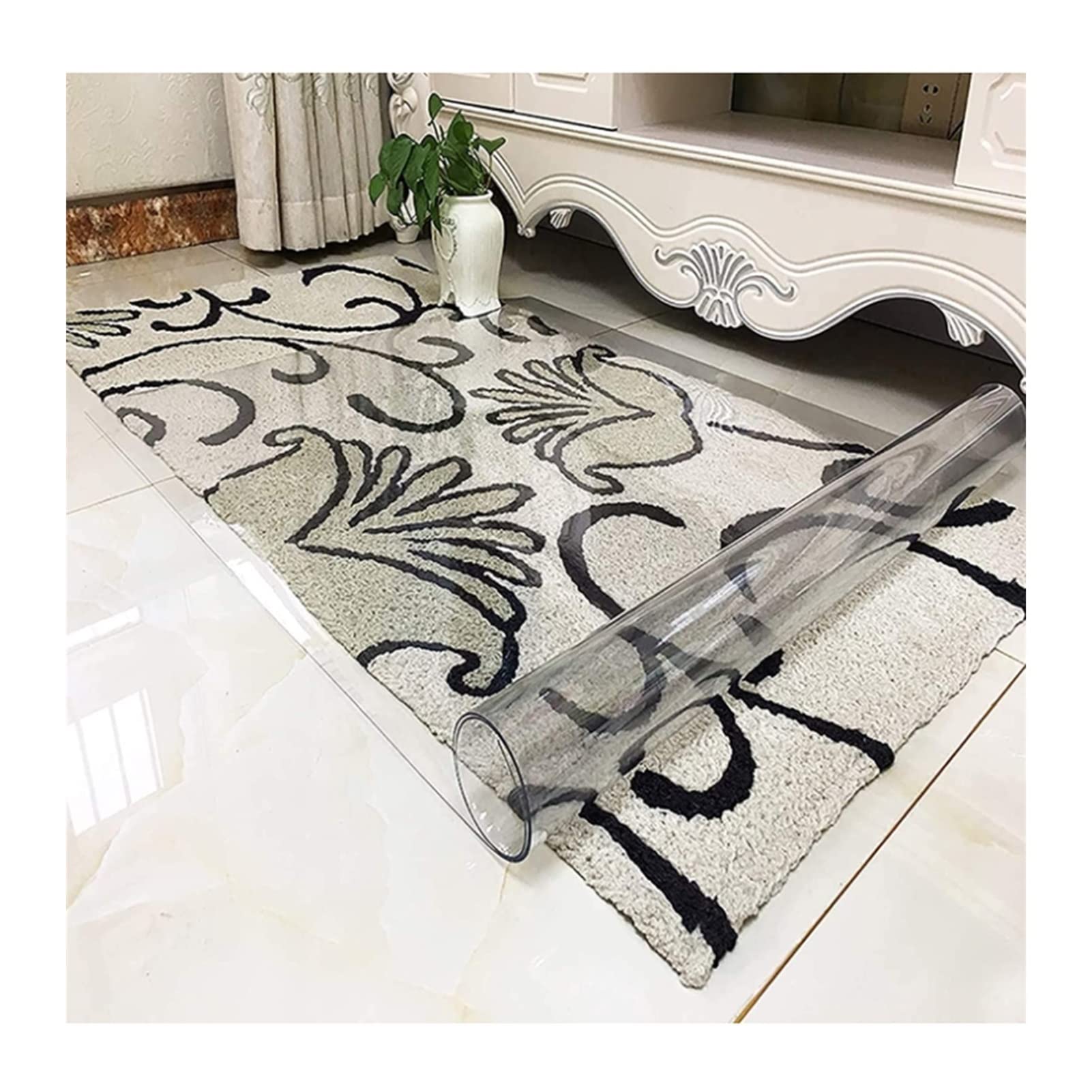 Clear PVC Desk Chair Mat Transparent PVC Floor Protection Pad Door Mat for Hard Wood/Tile Floor, Extra Long Plastic Hallway Carpet Protector, Door Mats, Can Be Cut, Indoor Outdoo,1.5mm Thick,75/95/115