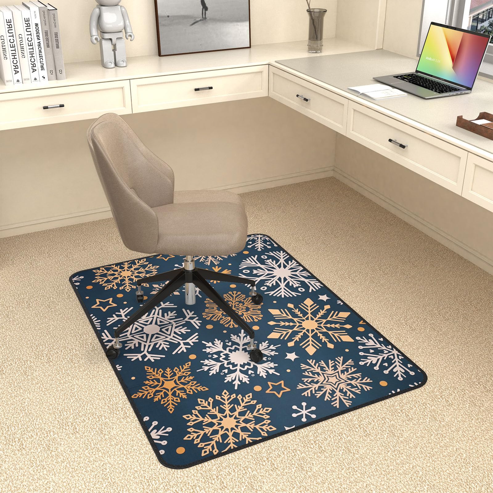 Mapuon Heavy Duty Desk Chair Mat for Carpet & Hardwood Floors, 48" x 36" Exquisite Jacquard Floor Mat Office Chair Mat for Carpeted Floors and Hardwood Floor for Home Office