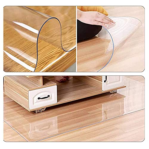 Clear PVC Desk Chair Mat 2mm Transparent Floor Protection Pad Door Mat,Household Waterproof Non-slip Mat,for Hard Floors Table Cloth Protector, 40/50/60/70/80/90/100/110/120cm wide,100-500cm for Offic