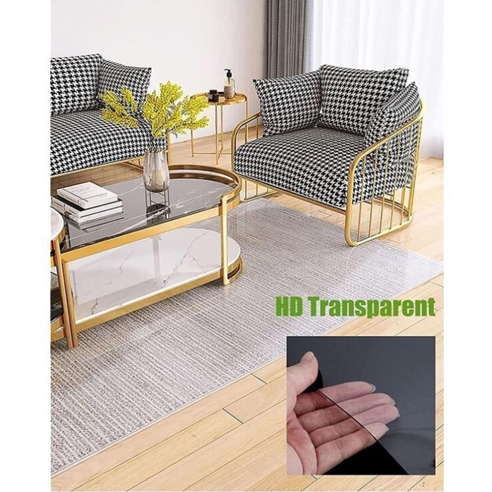 Clear PVC Desk Chair Mat 2mm Runner Rug Heavy Duty Floor Runner/Protector for Hardwood Floors Transparent PVC Large Office Chair Mat for Hardwood Floor, Non-slip Entrance Door Mats, 80/100/120/140cm w