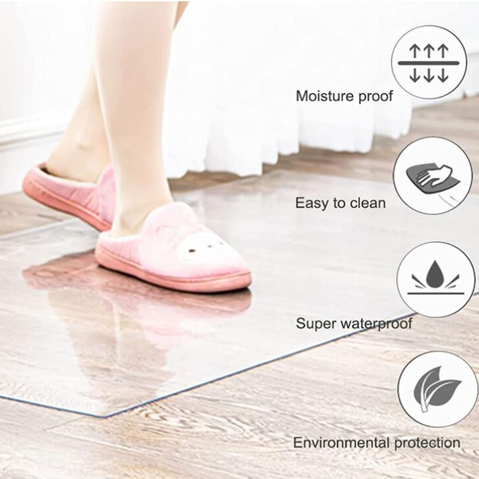 Clear PVC Desk Chair Mat 2mm Rectangle PVC Floor Mats Protector Home Desk Chair Hard Wood/Runner Waterproof Protector/Plastic Table Cover - Multipurpose Rectangular Vinyl Roll, Anti-Oxidation, 160/170