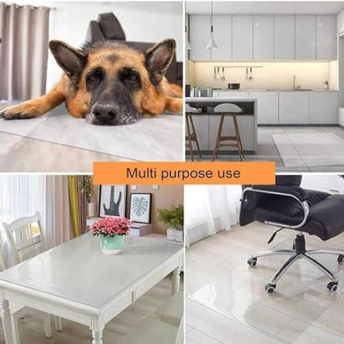 Clear PVC Desk Chair Mat,Transparent Floor Mats,Transparent PVC Floor Protection Pad,Table Cloth Protector,Non Slip,Wood/Tile Protection Mat for Office & Home,1.5mm Thick,140cm/160cm Wide,100-300cm l