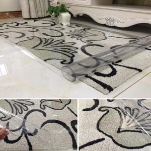 Clear PVC Desk Chair Mat Clear Floor Protector Carpet for Hard Surface Floors, Non Slip Easy Clean Area Rug Pad,Thick 1.5mm,60/80/90/100/120cm wide,Area Rugs Hallway PVC Transparent Runner Mat for Off