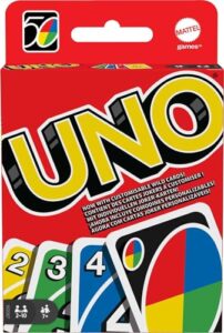 uno - classic colour & number matching card game - 112 cards - customizable & erasable wild - special action cards included - gift for kids 7+, w2087