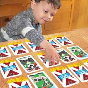 School Zone - Memory Match Farm Card Game - Ages 3+, Preschool to Kindergarten, Animals, Early Reading, Counting, Matching, Vocabulary, and More (School Zone Game Card Series)