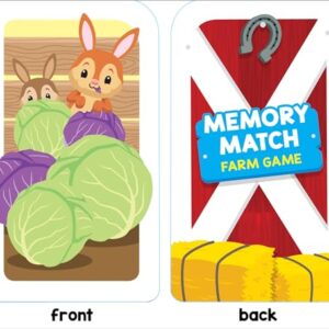 School Zone - Memory Match Farm Card Game - Ages 3+, Preschool to Kindergarten, Animals, Early Reading, Counting, Matching, Vocabulary, and More (School Zone Game Card Series)