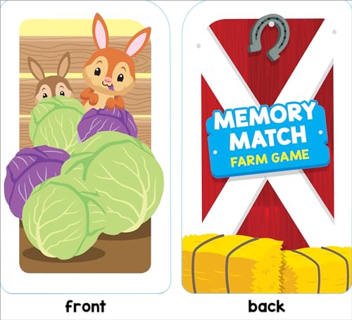 School Zone - Memory Match Farm Card Game - Ages 3+, Preschool to Kindergarten, Animals, Early Reading, Counting, Matching, Vocabulary, and More (School Zone Game Card Series)