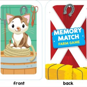 School Zone - Memory Match Farm Card Game - Ages 3+, Preschool to Kindergarten, Animals, Early Reading, Counting, Matching, Vocabulary, and More (School Zone Game Card Series)