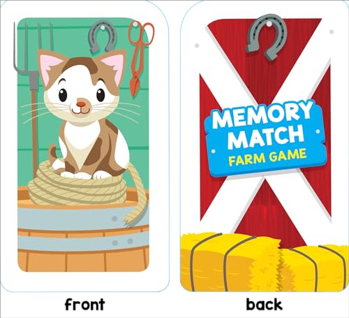 School Zone - Memory Match Farm Card Game - Ages 3+, Preschool to Kindergarten, Animals, Early Reading, Counting, Matching, Vocabulary, and More (School Zone Game Card Series)