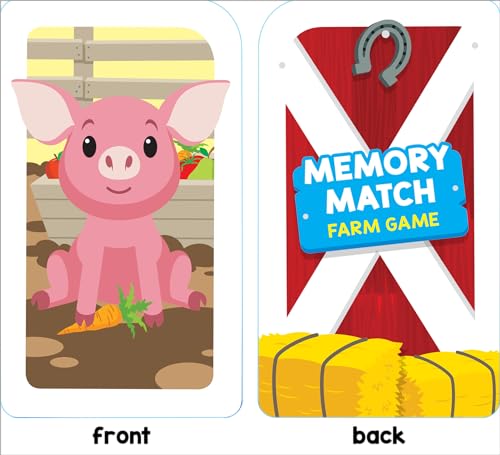 School Zone - Memory Match Farm Card Game - Ages 3+, Preschool to Kindergarten, Animals, Early Reading, Counting, Matching, Vocabulary, and More (School Zone Game Card Series)