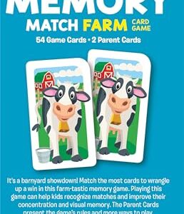 School Zone - Memory Match Farm Card Game - Ages 3+, Preschool to Kindergarten, Animals, Early Reading, Counting, Matching, Vocabulary, and More (School Zone Game Card Series)