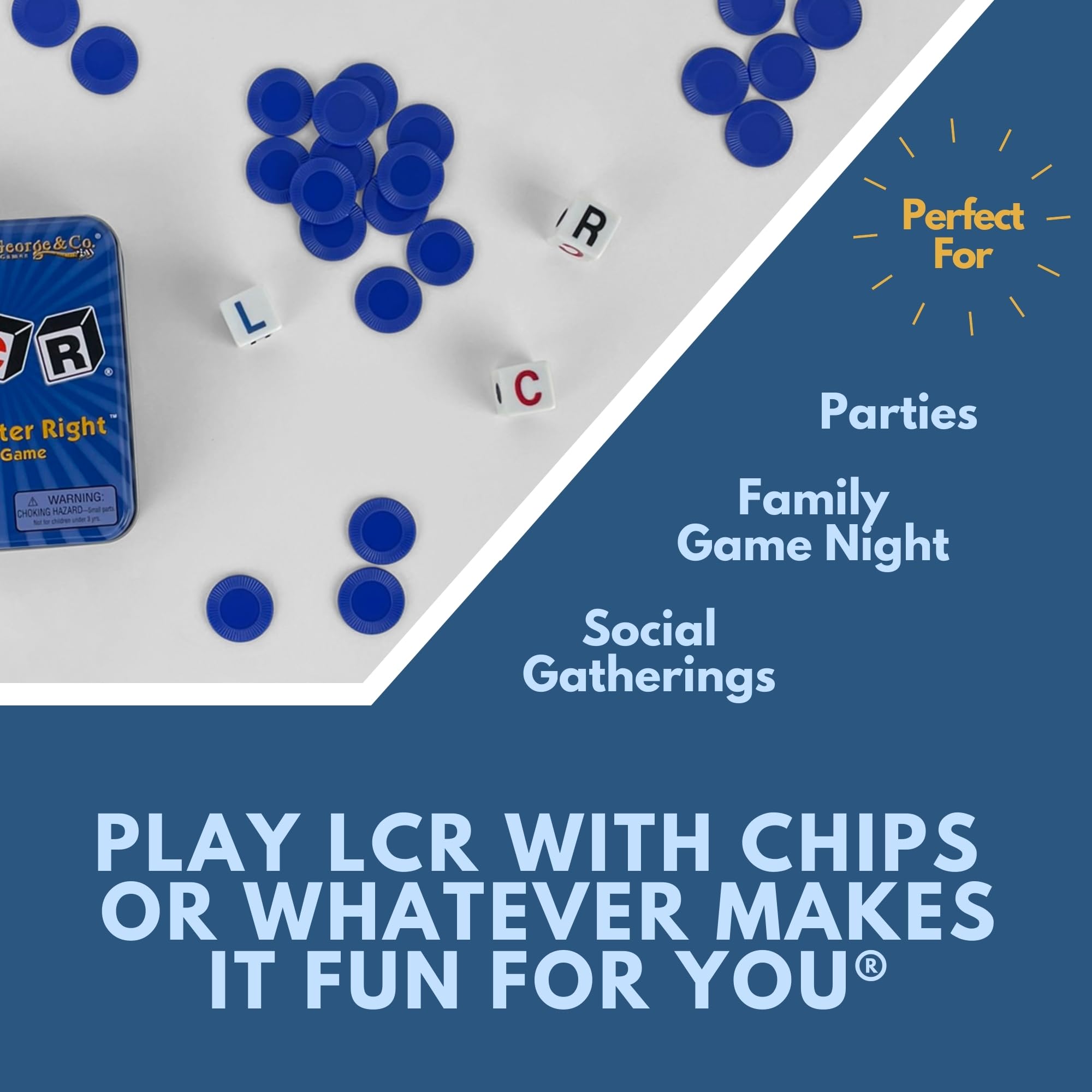 LCR® Left Center Right™ Dice Game - Blue Tin