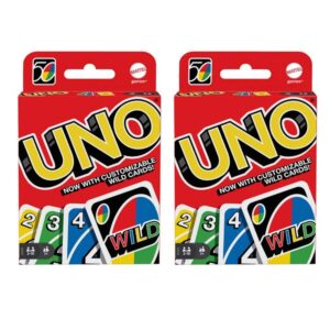 mattel 4347154784 uno card game 2 pack, red