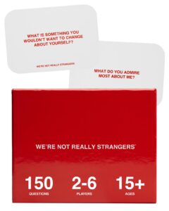 we're not really strangers card game - 150 conversation cards for adults, teens, couples, & strangers - fun family party card game & icebreaker for game night or date night, ages 15+, 2-6 players