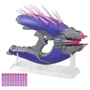 nerf lmtd halo needler dart-firing blaster, light-up needles, 10-dart rotating drum, 10 nerf elite darts, game card with in-game content